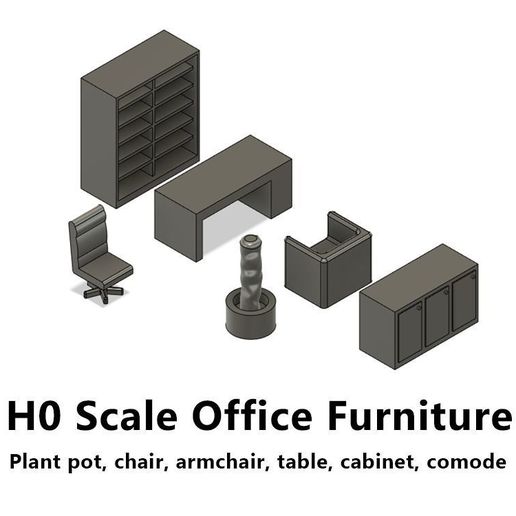 STL file Office furniture for office interiour - H0 Scale 3D print ...