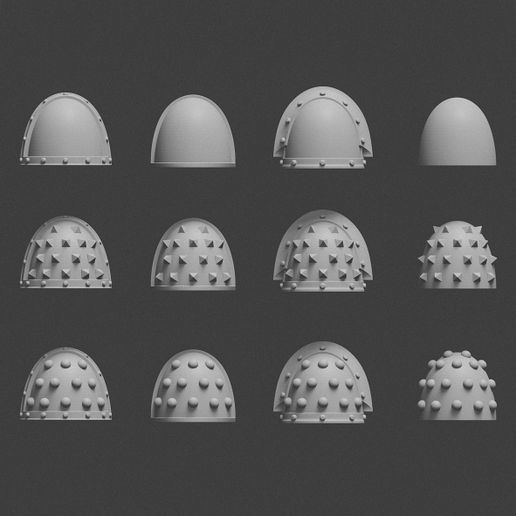 🎲 UPSCALED shoulder pads – bare, studded & spiked・Free STL File for ・Cults