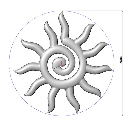 STL file Sunburst scroll swirl rays onlay relief molding 3D print model ...