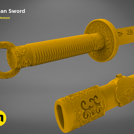 🗡️ Mulan Sword and Sheath・ 3D File for ・Cults