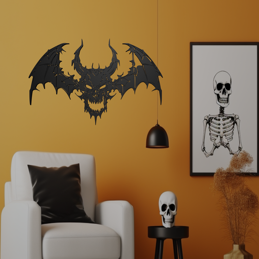 😈 Devil Bat Wall Art・ STL File for CNC machining - Laser cutting・Cults