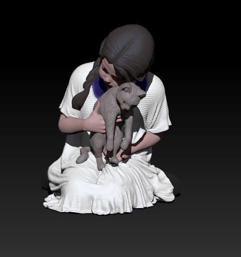 👧 little girl and cat・ STL File for 3D printing・Cults