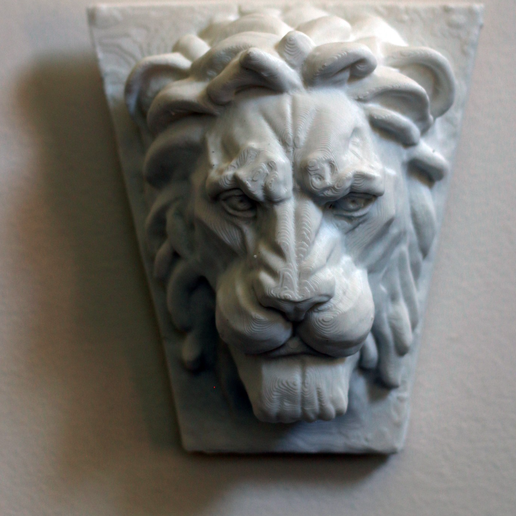 🦁 Lion head relief keystone・Free 3D File for ・Cults