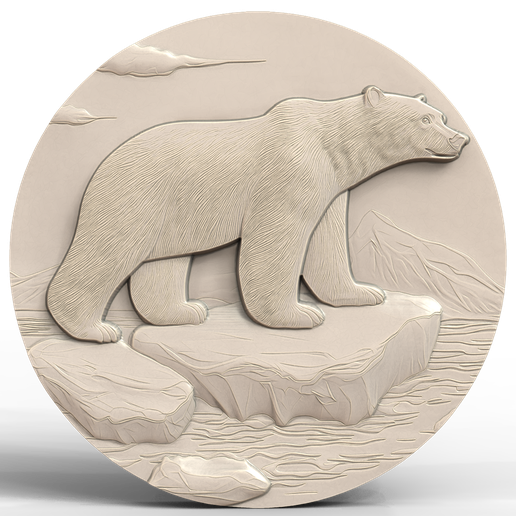 📁 3D Model STL File for CNC Router/Laser & 3D Printer A Polar Bear on a ...