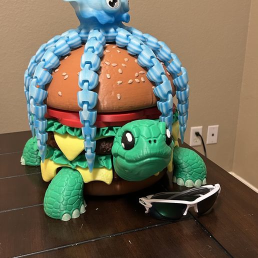 🐢 HAMTURTLE, CUTE ARTICULATED BURGER TURTLE, PRINT-IN-PLACE FLEXI・3D ...