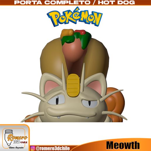 🐉 Meowth / Pokemon Classic Complete Holder・ STL File for 3D printing・Cults