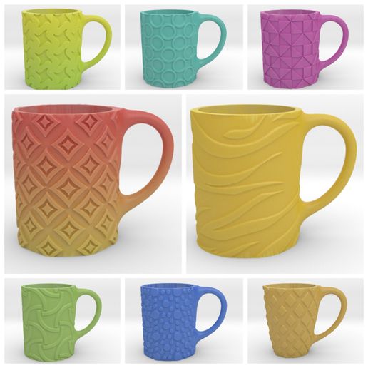 3D file Mugs Pack I ☕ ・Model to download and 3D print・Cults