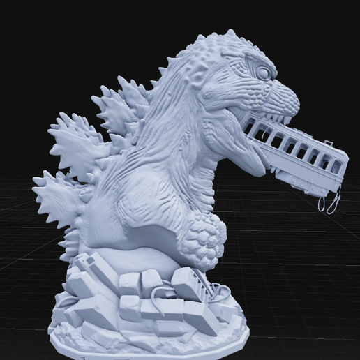 🚆 Godzilla inspired statue eating subway train・ STL File for 3D ...