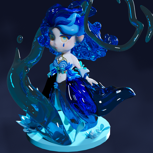 🚰 Water Girl Chibi Cute・ OBJ File for 3D printing・Cults