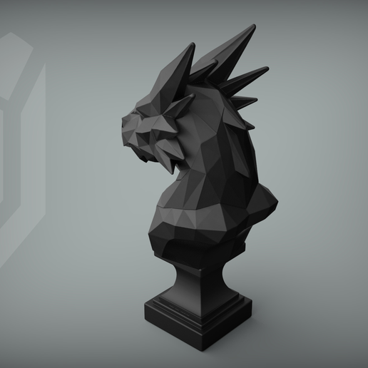 🐉 Low Poly Dragon Bust Stylized Geometric Fantasy Sculpture・ STL File ...