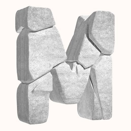 🗿 Cracked Stone Letter M・ STL File for 3D printing・Cults