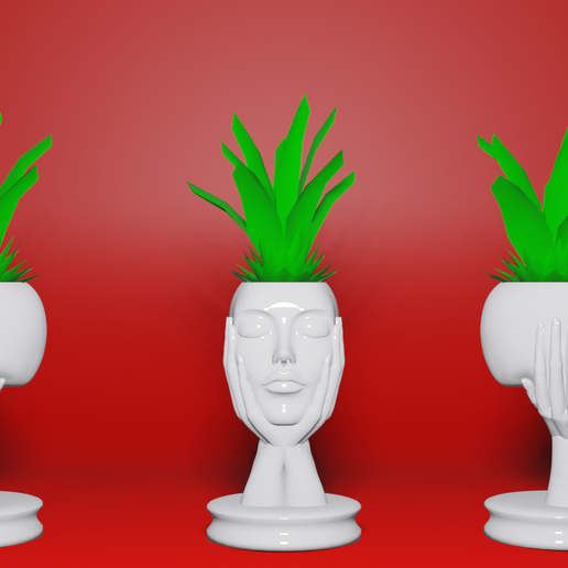 STL file Woman Face Flower Pot Vase Planter - 3D Printable STL Design 👩 ...