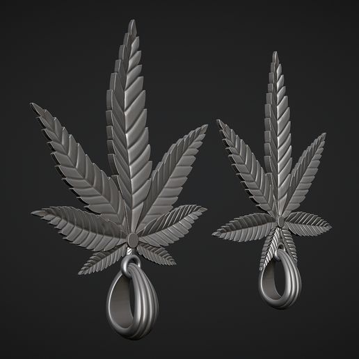 💐 Hemp Cannabis Leaf Pendant 3D Model・ STL File for 3D printing and CNC ...
