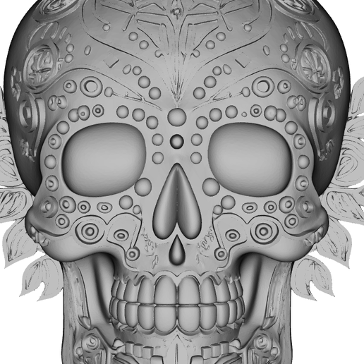💀 Grayscale Día de Muertos Skull Sculpture – High Detail ZBrush Resin ...