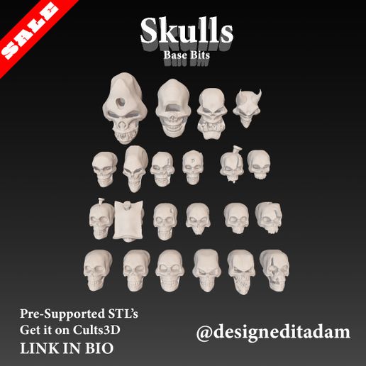💀 Skull Base Bits・ 3D File for 3D printing・Cults
