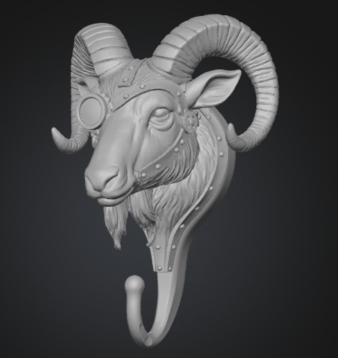 🐏 Steampunk Ram Head Wall Hook・ STL File for 3D printing・Cults