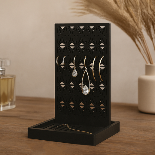 💍 Geometric Lattice Earring Stand — Elegant Jewelry Display・Free STL ...