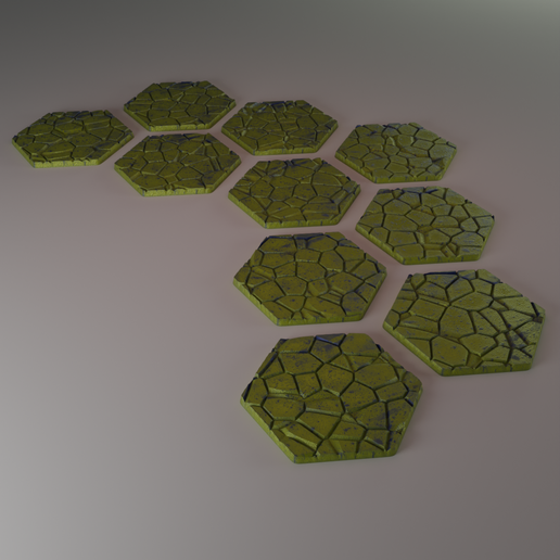 STL file 10x 35x30mm hex base with voronoi crackle ground (battletech ...