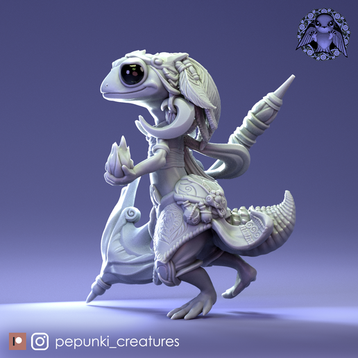 🧙 Mage Gecko Lizard DND pre-supported mini・ STL File for 3D printing・Cults