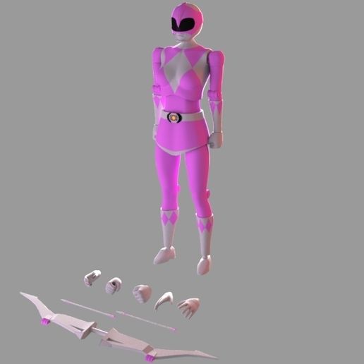 🎲 Super rangers Pink ranger Action figure・ STL File for 3D printing・Cults