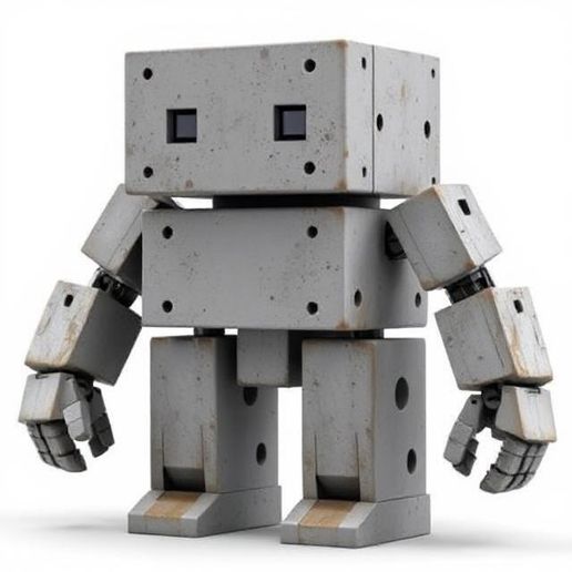 Concrete Robot – Blocky Buddy 🤖🪨・Free STL File for 3D printing・Cults