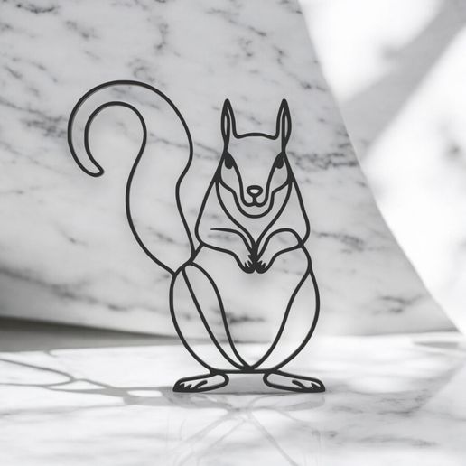 OBJ file Squirrel Line Art - Desktop Line Art 🎨 ・3D print design to ...