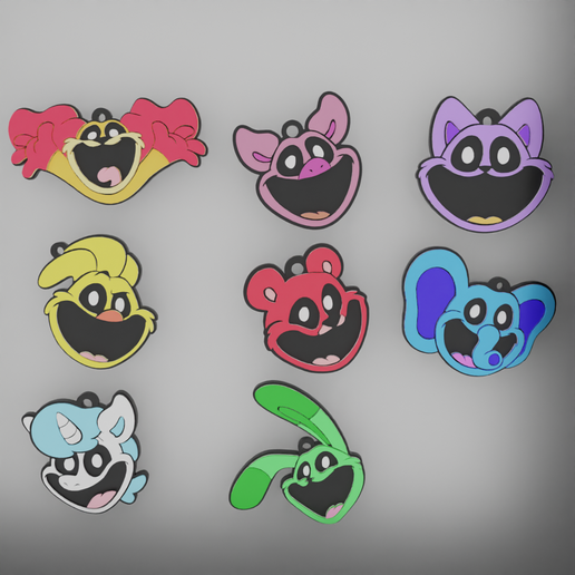 🎨 POPPY PLAYTIME - KEYRINGS set of 8・ STL File for 3D printing・Cults