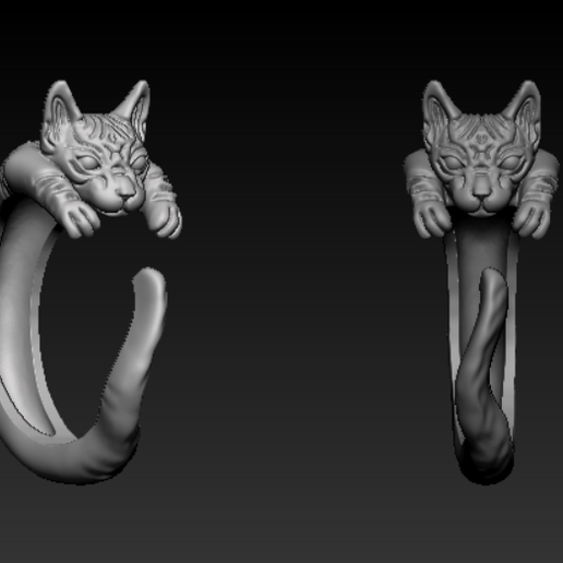 🐱 Anillo Gato Split - Diseño Sphynx Hug・Archivo STL Gratis para ...