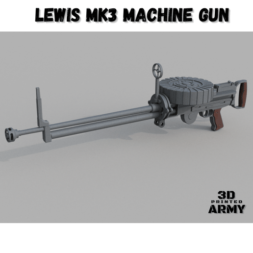 🔫 1/4 scale LEWIS MK3 machine gun・ STL File for ・Cults