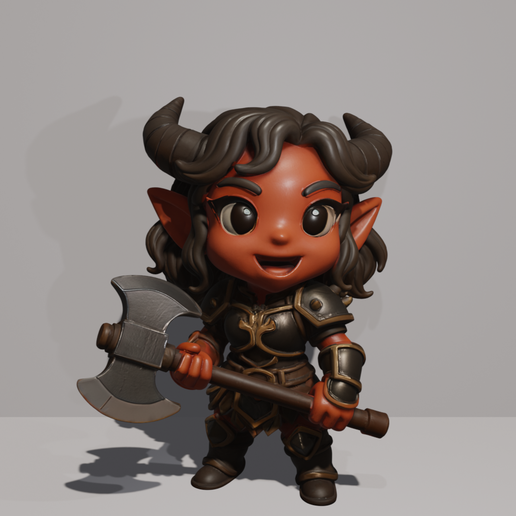 👧 Chibi Style Karlach Baldurs gate figure・ STL File for 3D printing・Cults