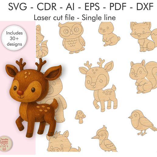 🌳 Woodland Animals - Vectors for laser cutting・ 3D File for CNC ...