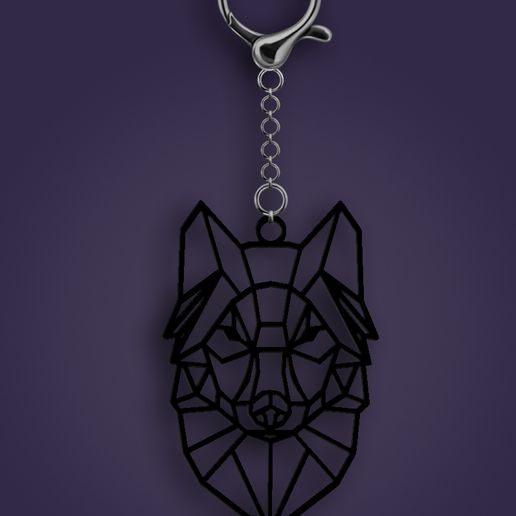🐺 Geometric Wolf Keychain・Бесплатный STL для 3D-печать・Cults