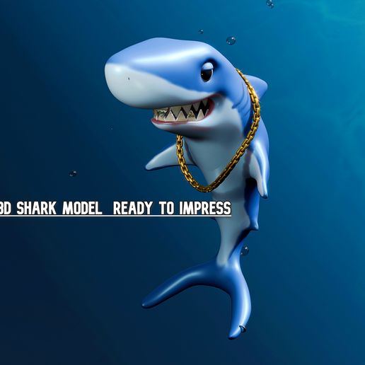 🦈 3D Shark Model - Cartoon Style with Gold Chain - Ready for 3D ...