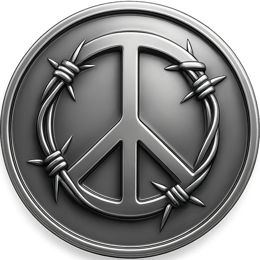 ☮️ barb wire peace sign coin token wall art・ STL File for 3D printing・Cults
