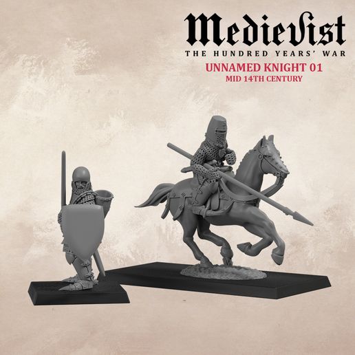 🦶 Unnamed Knight on foot and mounted, mid, 14th century・ 3D File for 3D ...