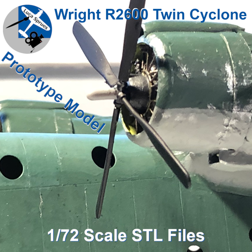 🌀 1/72 Scale Wright R2600 Twin Cyclone Engine Model Kit Upgrade・ STL ...
