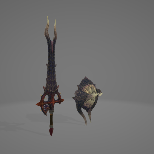 STL file MONSTER HUNTER WORLD FATALIS SWORD AND SHIELD 👹 (OBJ)・3D ...