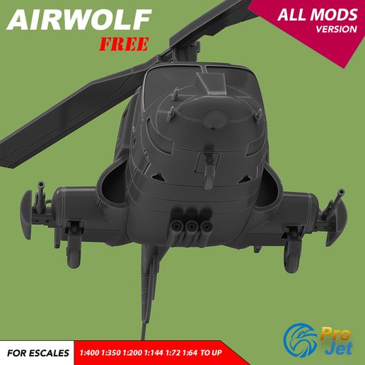 🚁 AIRWOLF・Free 3D File for ・Cults