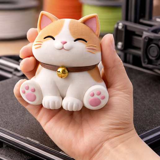 🐱 Cute Chubby Cat Figurine – Easy 3D Print STL・ STL File for 3D ...