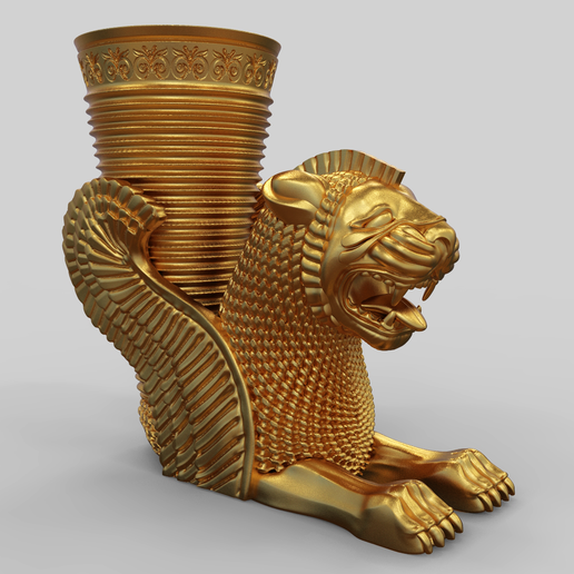 🦁 Modelo de impresión 3D del león persa aqueménida Rhyton・Archivo STL ...