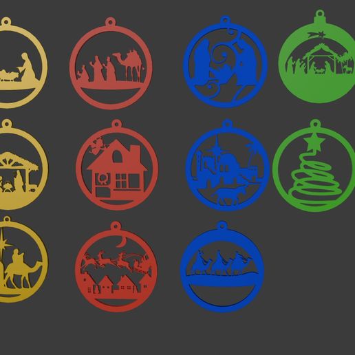 Archivo STL PACK DE ESFERAS DE NAVIDAD 2D (11 MODELOS DIFERENTE) 🎄 ...