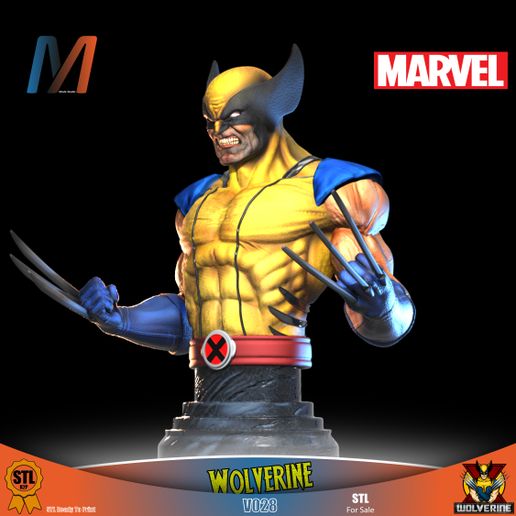👤 V038 - MARVEL WOLVERINE BUST・ STL File for ・Cults