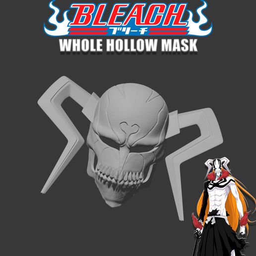 🪖 THE WHOLE HOLLOW MASK ICHIGO || BLEACH・ STL File for 3D printing・Cults