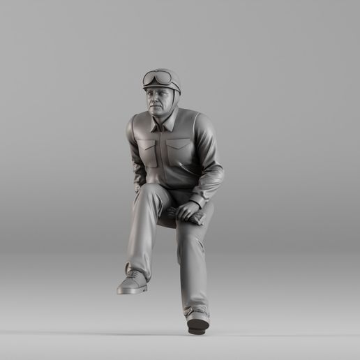 🧑‍🔧 001604 Vintage Racing Driver – Seated Pose・ 3D File for 3D printing ...