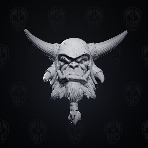 🪖 orc with helmet custom head・ STL File for 3D printing・Cults