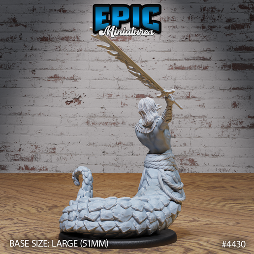 3D file Lamia Prince Flame Sword ‧ DnD Miniature ‧ Tabletop Miniatures ...