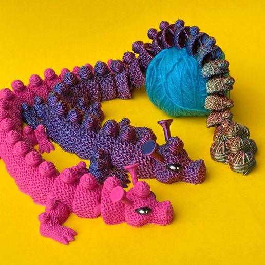 🐉 Knit Dragon, Articulated Flexi Dragon, Print In Place・ 3D File for 3D ...
