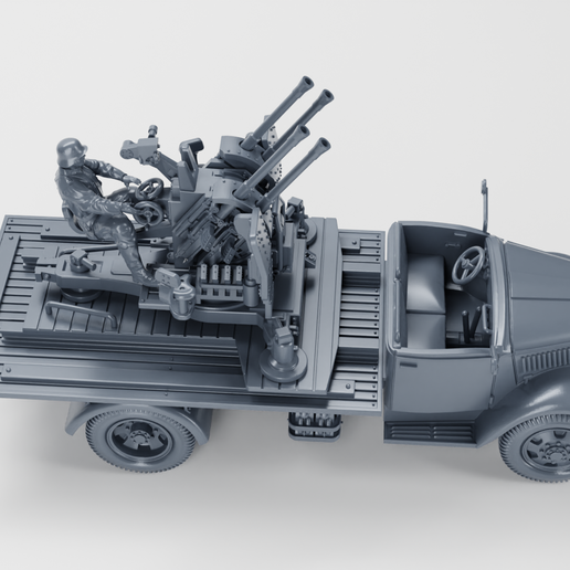 🔫 Opel Blitz with 20mm Flakvierling 38 AA Gun + 1 gunner (Germany, WW2 ...