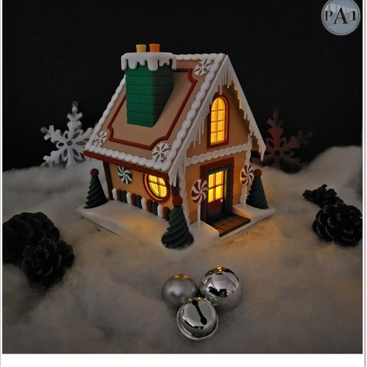 🎄 CHRISTMAS GINGERBREAD HOUSE - NO SUPPORTS!・ 3D File for 3D printing・Cults