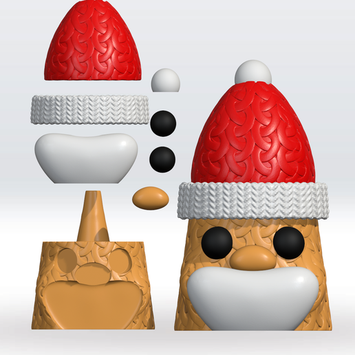 🎅 Cute Knitted Santa Split parts STL 3D Model Christmas Multiparts・ STL ...